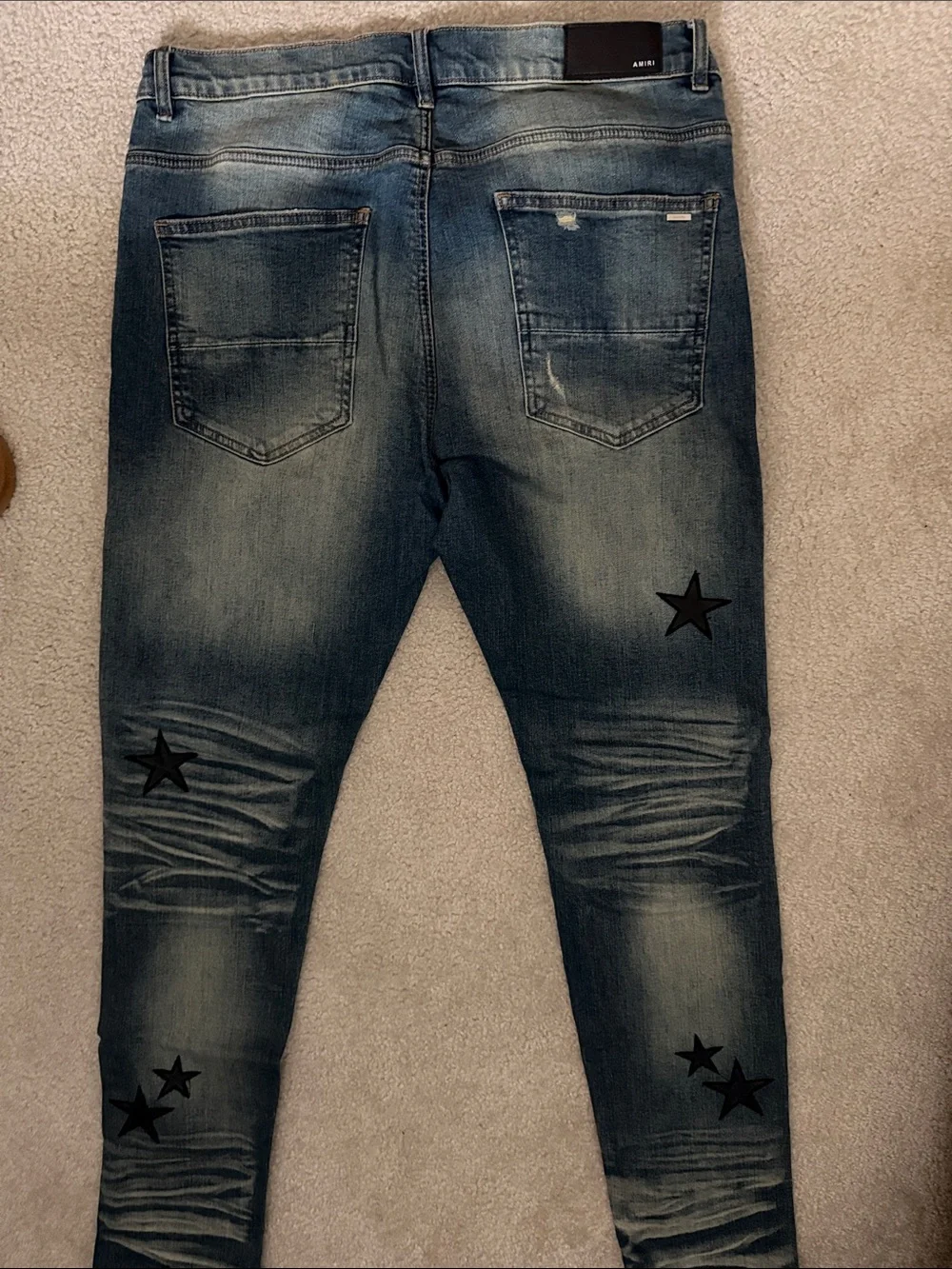 AMIRI | Jeans | Amiri Distressed Slim Jeans With Black Star Blue Wash ...